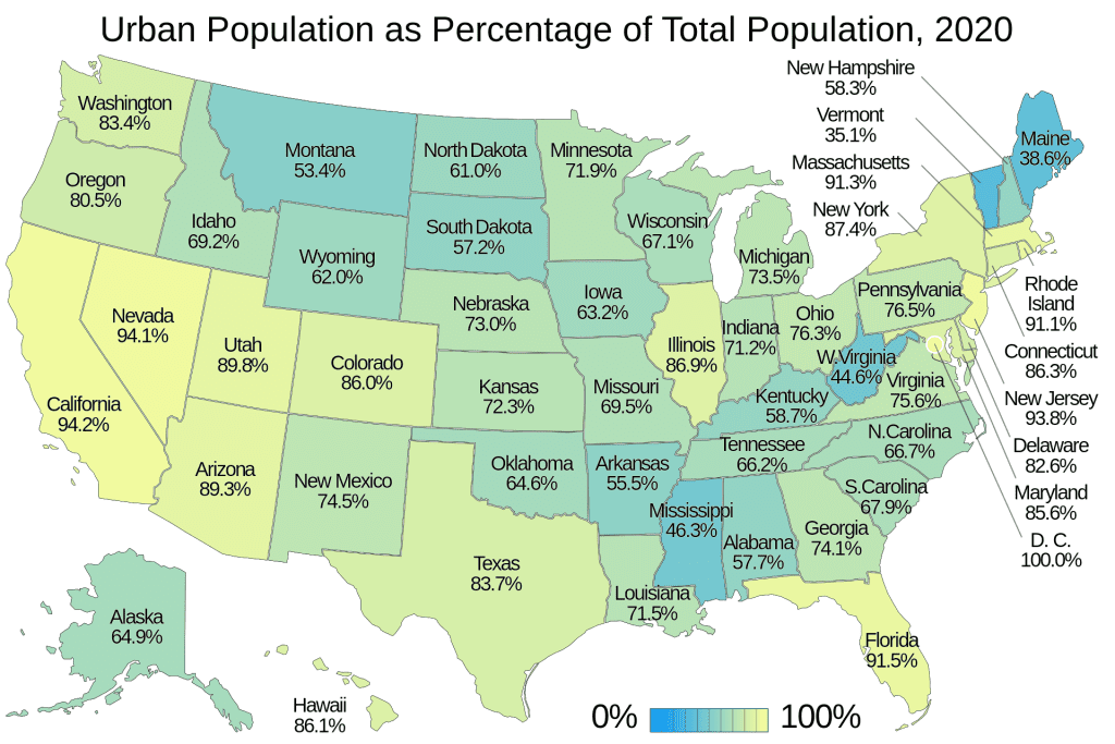 Urban/Rural Population Split in the U.S. - Population Education