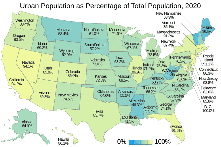 Urban/Rural Population Split in the U.S. - Population Education